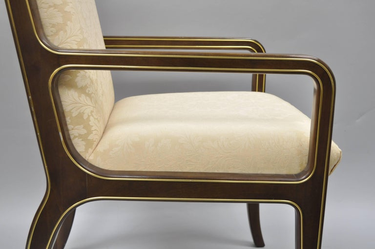 Mastercraft for Baker Brass Inlay Trim Dining Room Chairs Armchairs ...
