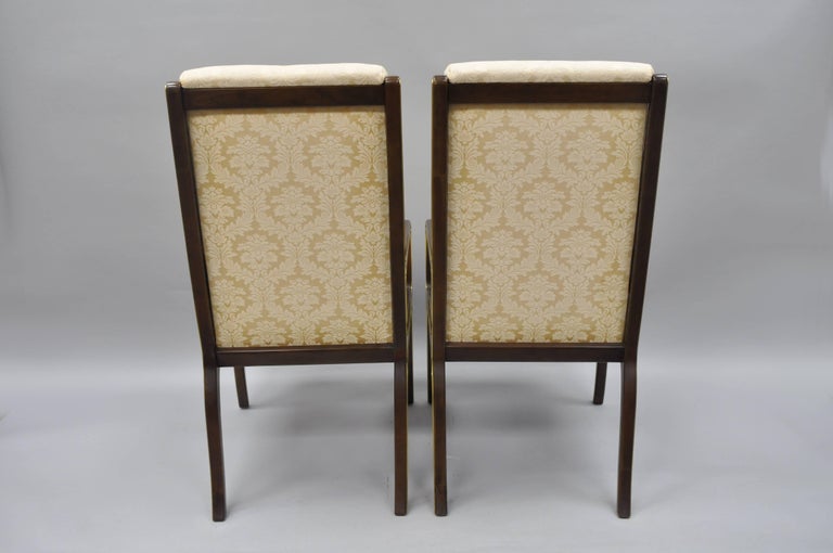 Mastercraft for Baker Brass Inlay Trim Dining Room Chairs Armchairs ...