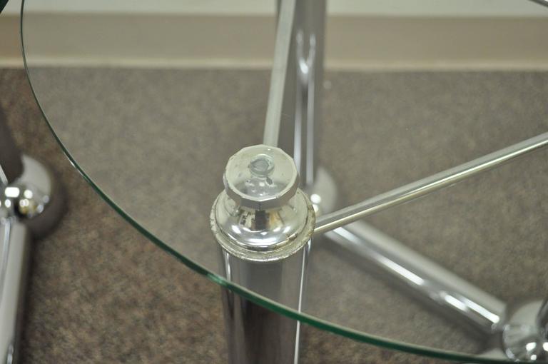 Pair Mid Century Modern Chrome Ball Orb Atomic Era Round Glass Side End ...