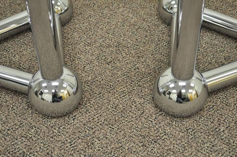 Pair Mid Century Modern Chrome Ball Orb Atomic Era Round Glass Side End ...