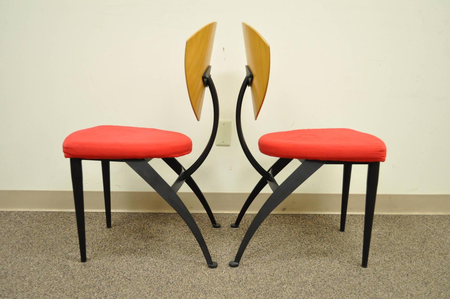 Set of 4 Steel and Maple Memphis Style Dining Chairs by Nia - Made in ...