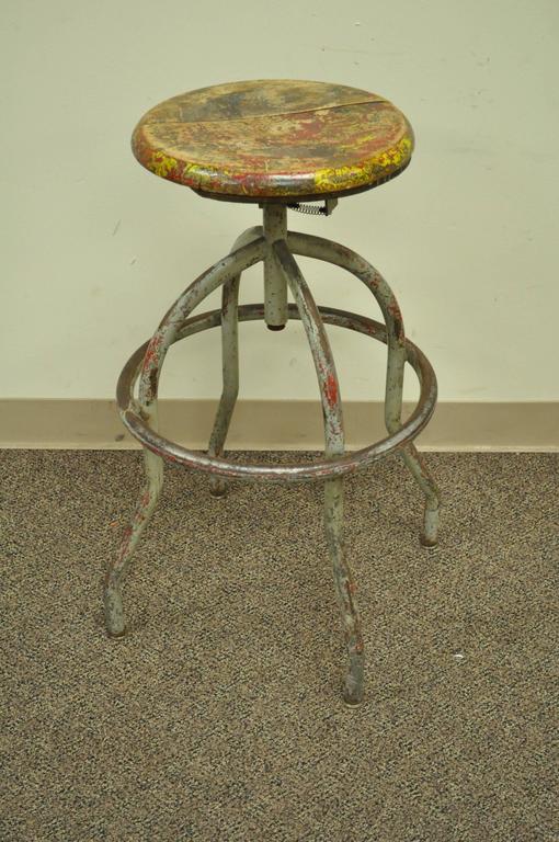 Vintage Adjustable Wood and Metal Work Stool Artist Painters Drafting ...