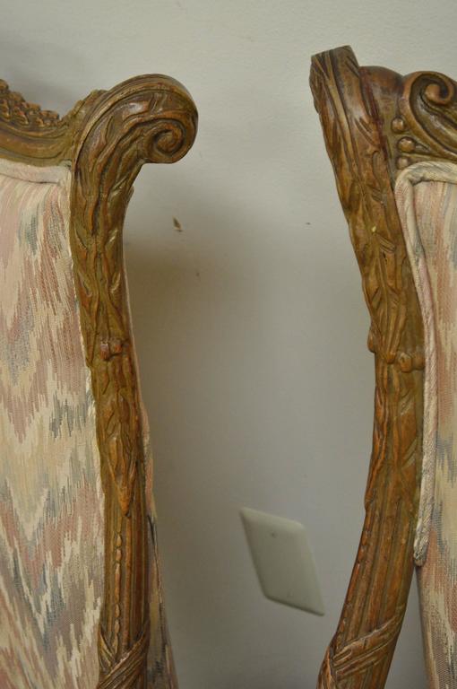 Pair 1940s Hollywood Regency Carved Parlor Chairs Attributed to ...