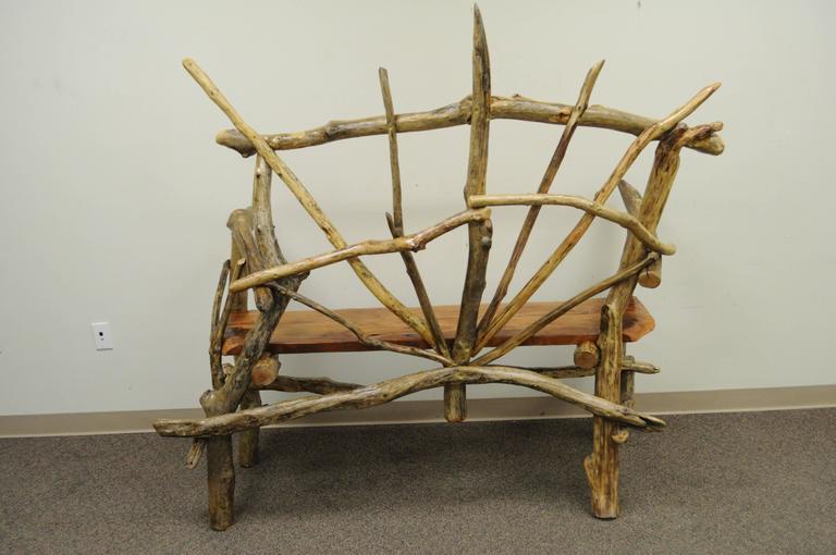 Rustic Handmade Artisan Crafted Solid Tree Log Garden Bench by Robert ...