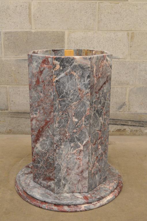 Vintage Italian Rogue Marble Octagonal Dining Table Pedestal Base Grey ...