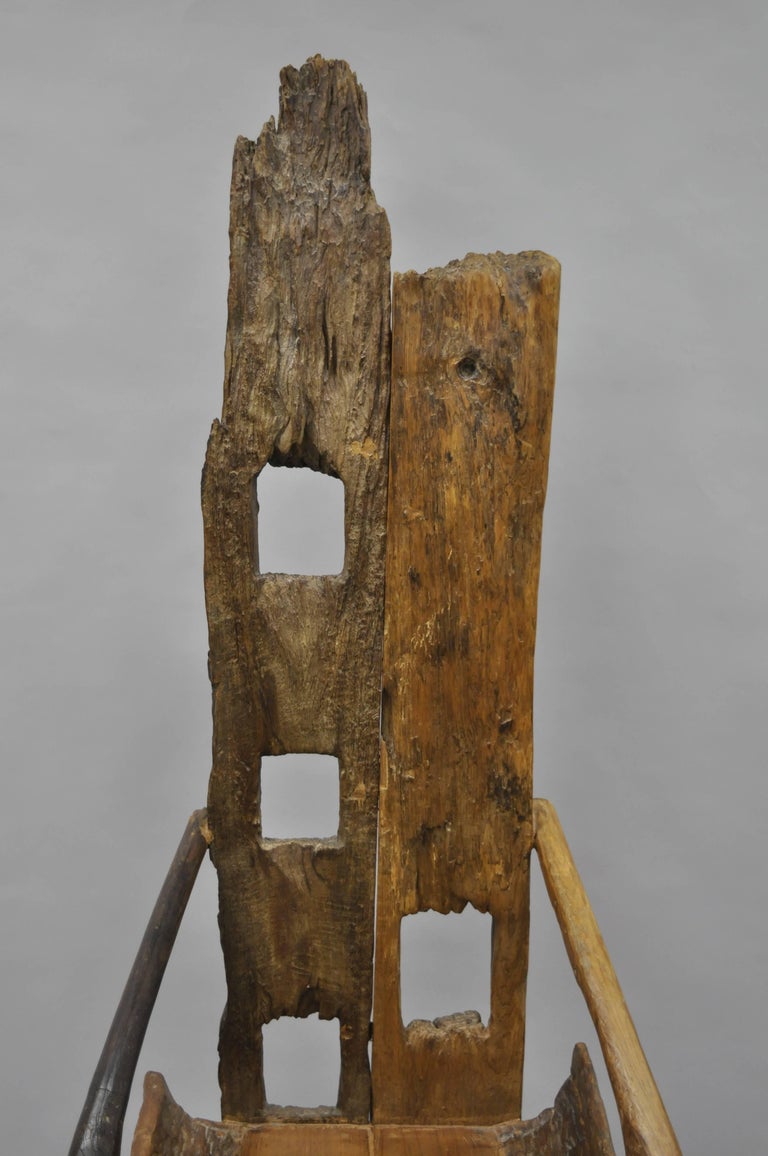 High Back Sculptural Root Burl Wood Tree Log Free Form Lounge Chair ...