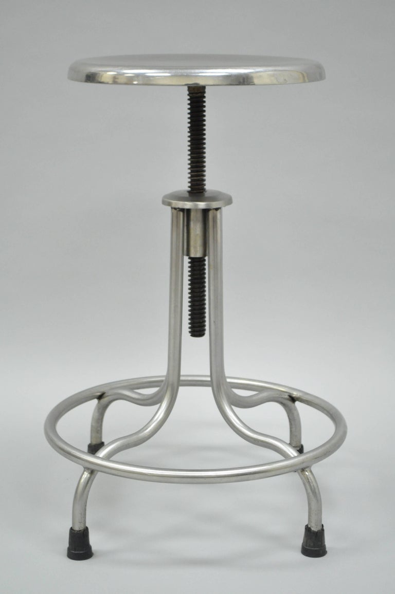 8 Vintage Stainless Steel Adjustable Metal Stools American Industrial ...