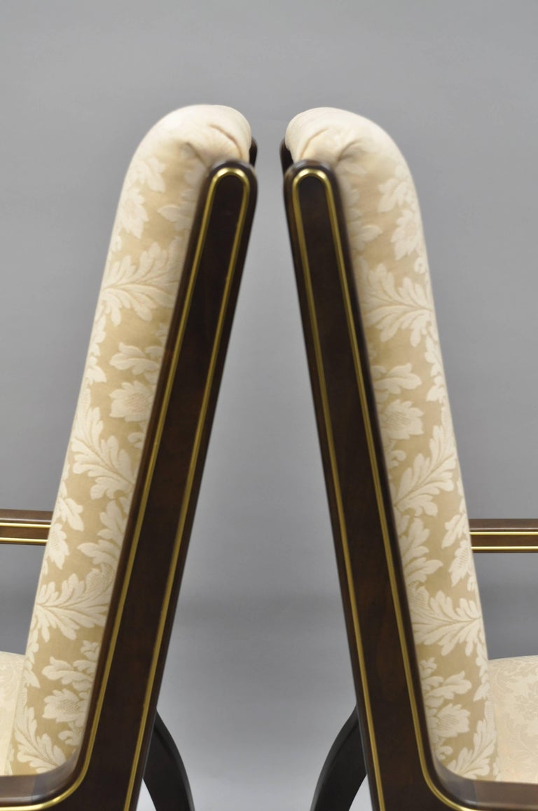 Mastercraft for Baker Brass Inlay Trim Dining Room Chairs Armchairs ...