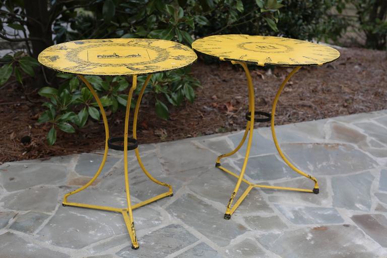 Pair of Italian Painted Yellow Tole Tables at 1stDibs