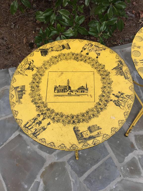 Pair of Italian Painted Yellow Tole Tables at 1stDibs