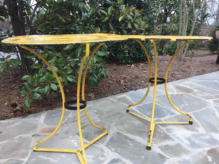 Pair of Italian Painted Yellow Tole Tables at 1stDibs