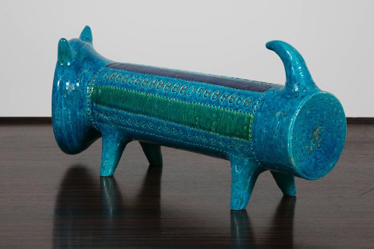 "Rimini Blue" Bitossi Ceramic Cat at 1stDibs