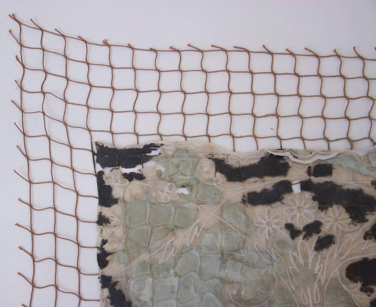 Claude Viallat, Painted Filet, Technic Mixte, circa 1980, France For Sale at 1stDibs