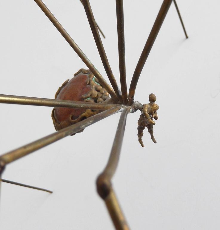 1990s Brass Spider Sculpture with Hanging Man at 1stDibs