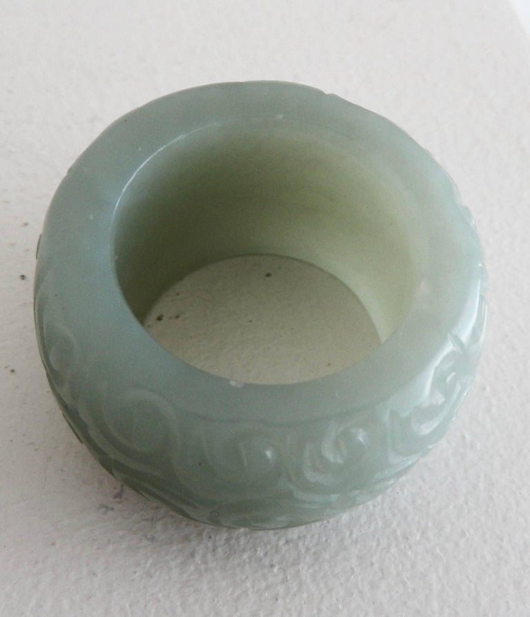 19th Century Chinese Carved Jade Archer's 'Thumb' Ring For Sale at 1stDibs