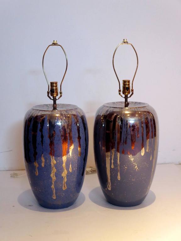 Striking Porcelain Finish Pair of French Large Table Lamps by Jacques ...