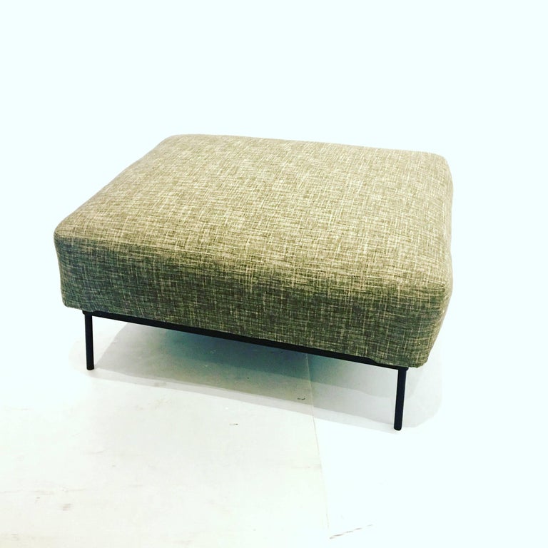 1950s, American Mid-Century Modern Upholstered Spring Ottoman on Iron ...