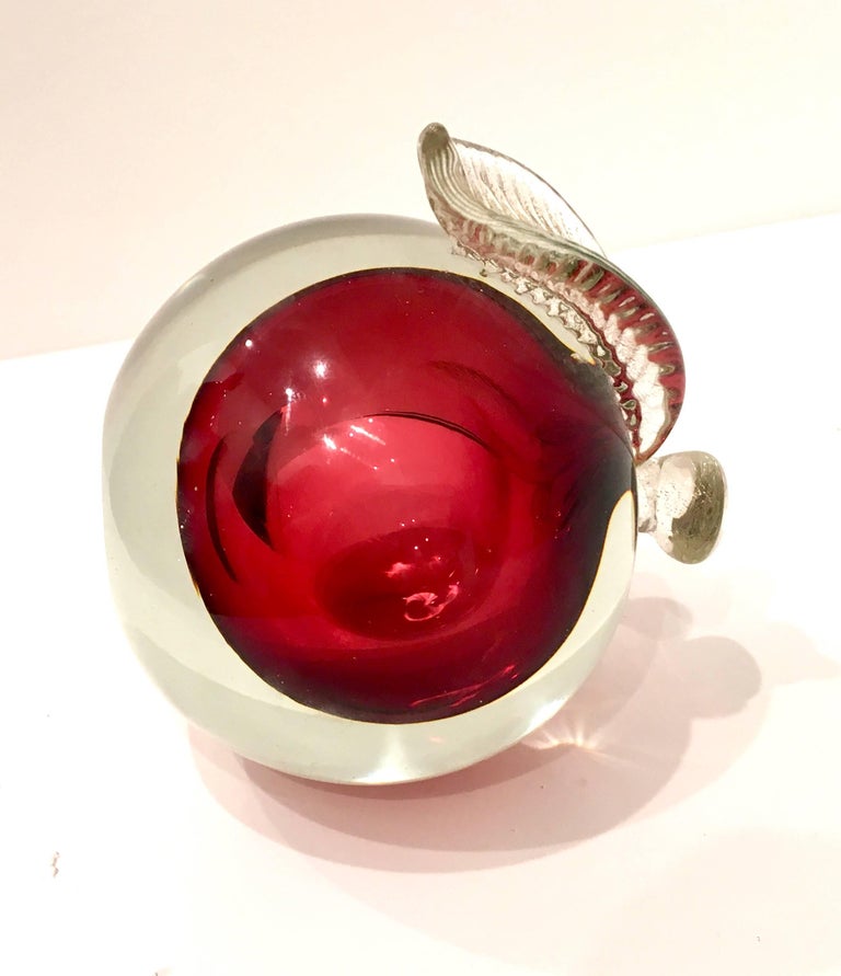 Italian Murano Glass Apple by Alfredo Barbini at 1stDibs