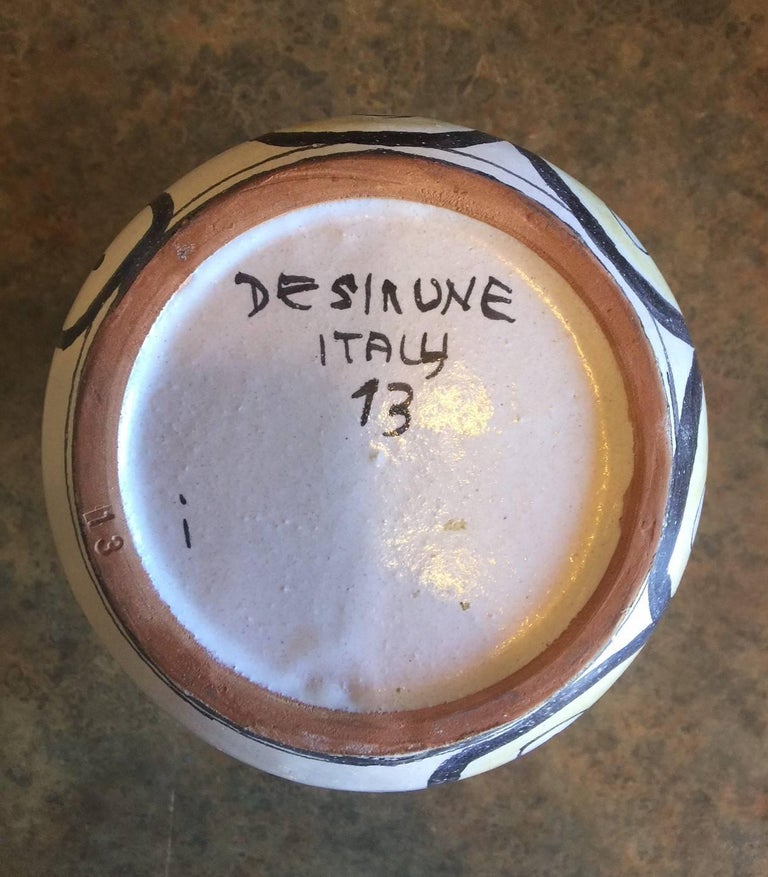 Large Mid-Century Modern Hand-Painted Vase by Giovanni Desimone at 1stDibs