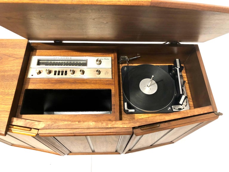 Striking Small American Midcentury Walnut Console Stereo Cabinet by The ...