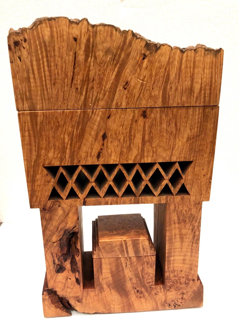 Intricate Sculpture-Box by Michael Elkan Live Edge in Maple Burlwood at ...