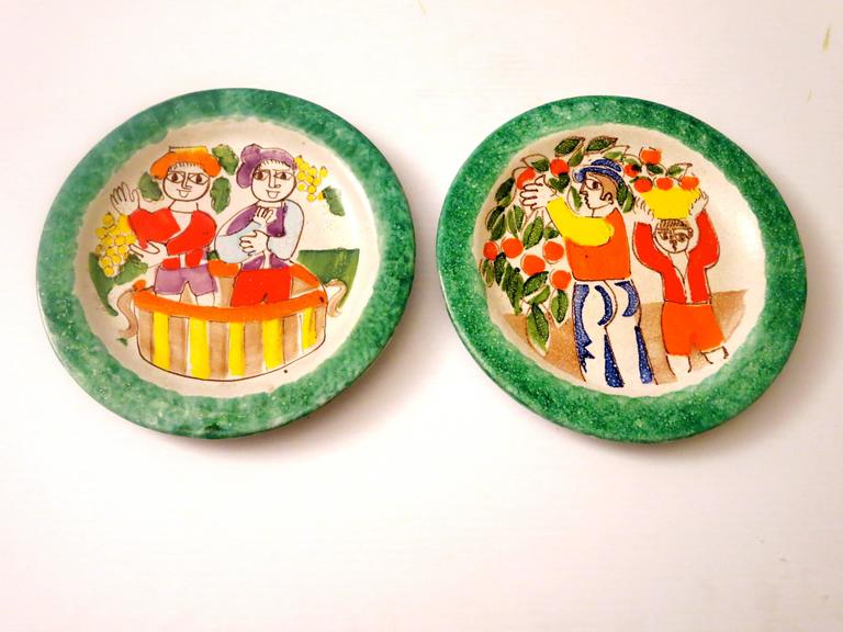 Pair of Decorative Hand-Painted Italian Ceramic Plates by DeSimone at ...