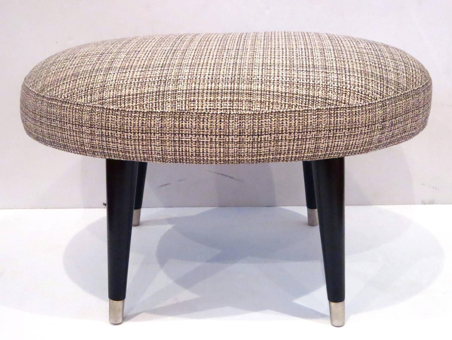 1950s Mid-Century Danish Modern Oval Tweed Foot Stool Ottoman at 1stdibs