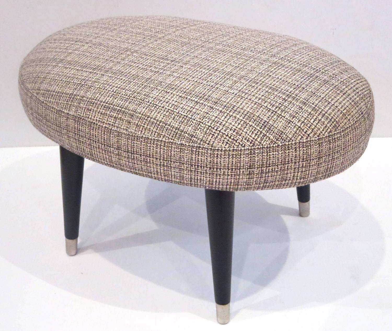 1950s Mid-Century Danish Modern Oval Tweed Foot Stool Ottoman at 1stdibs