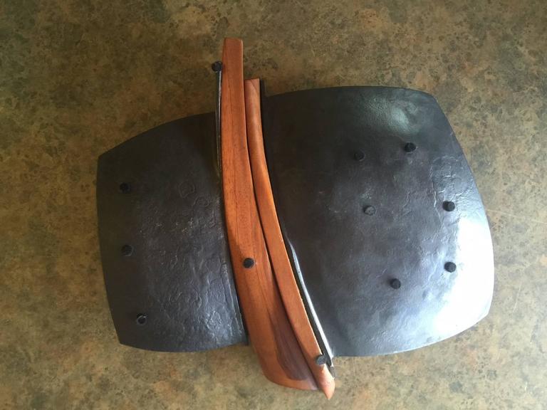 Unique Primitive Iron and Wood Tray For Sale at 1stDibs