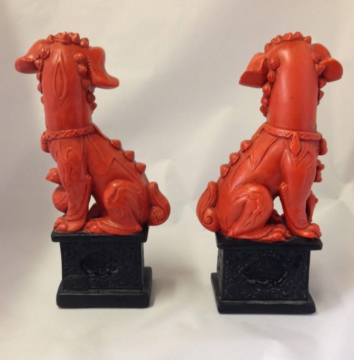 Pair of ABCO Vintage Red Foo Dogs/Lions at 1stDibs
