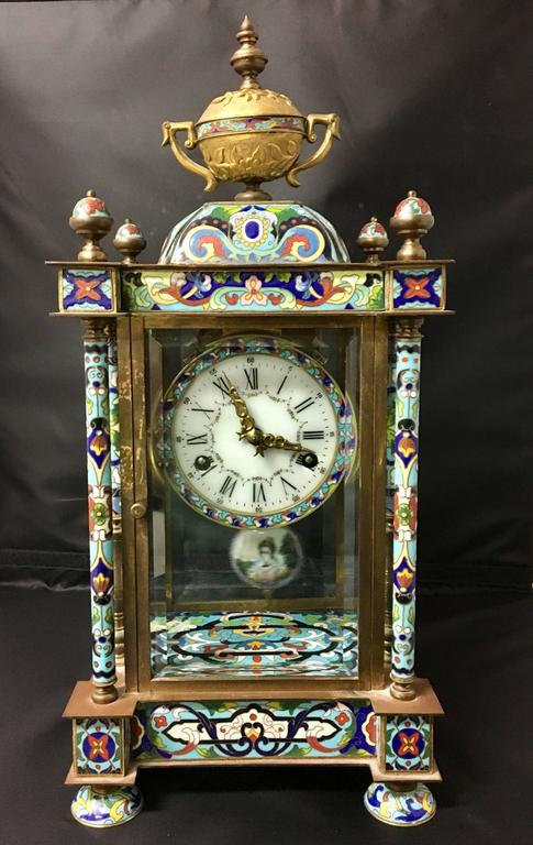 Striking Cloisonne and Bronze Mantel Clock at 1stDibs
