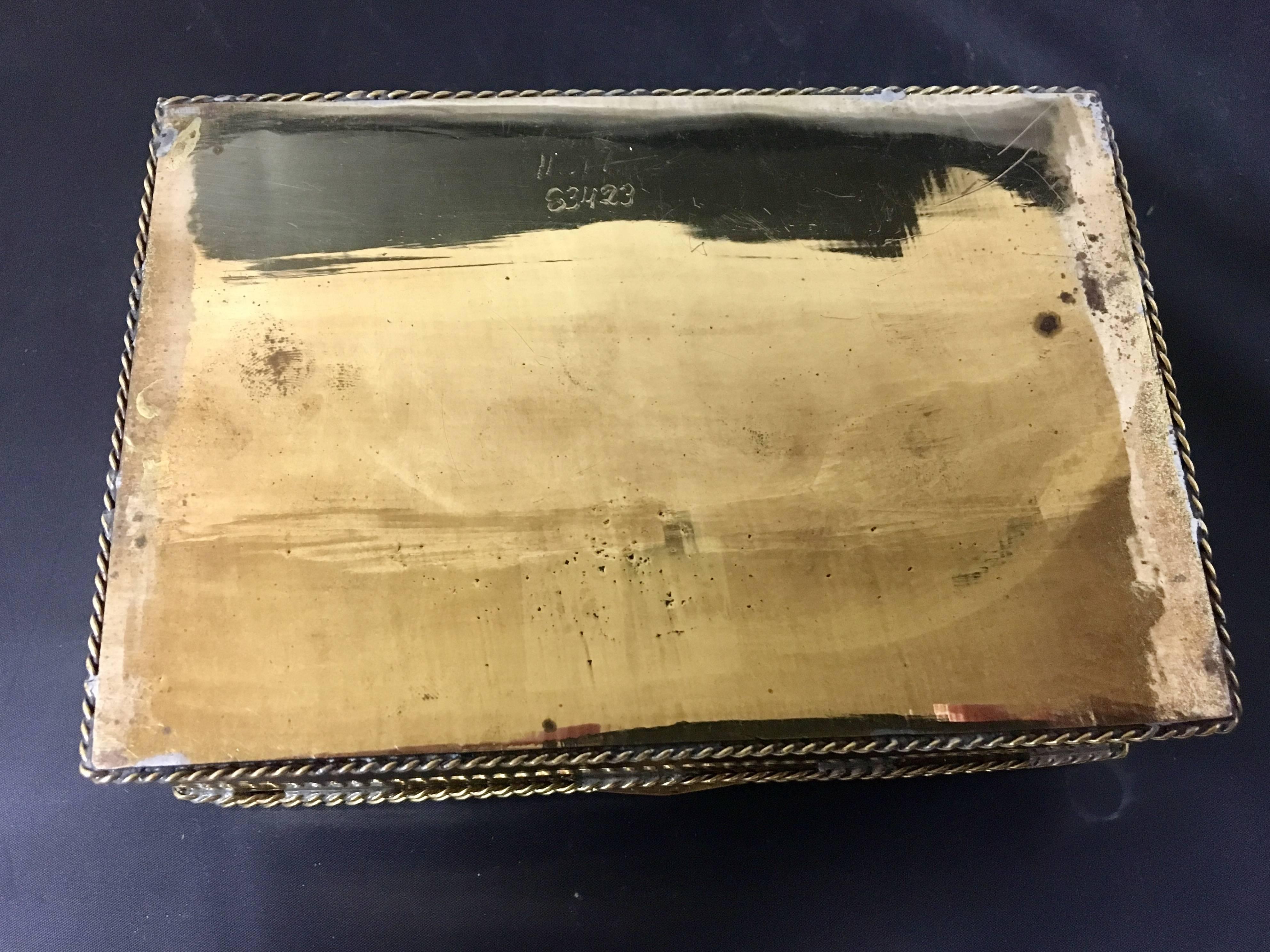 Hollywood Regency Polished Brass and Mahogany Jewelry Box For Sale at ...