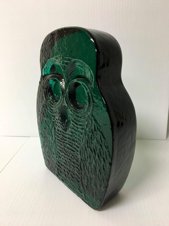 Whimsical Emerald Green Glass Owl Bookend or Paperweight by Blenko at ...
