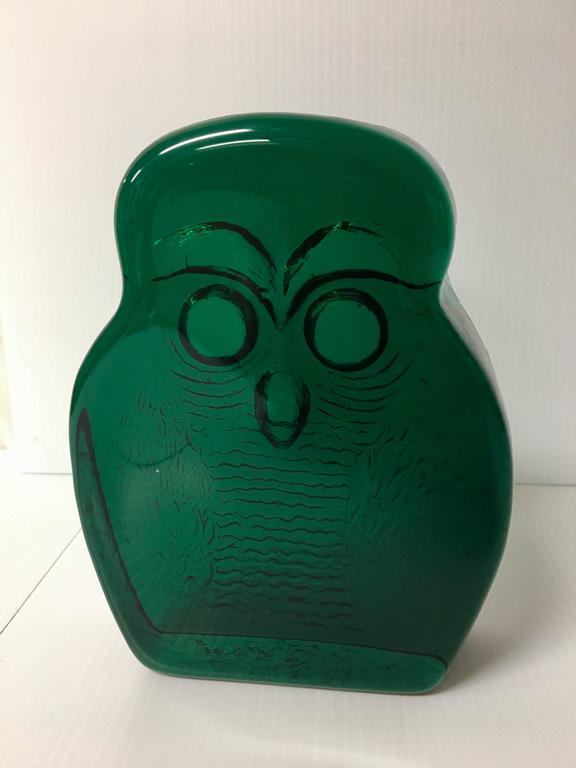 Whimsical Emerald Green Glass Owl Bookend or Paperweight by Blenko at ...