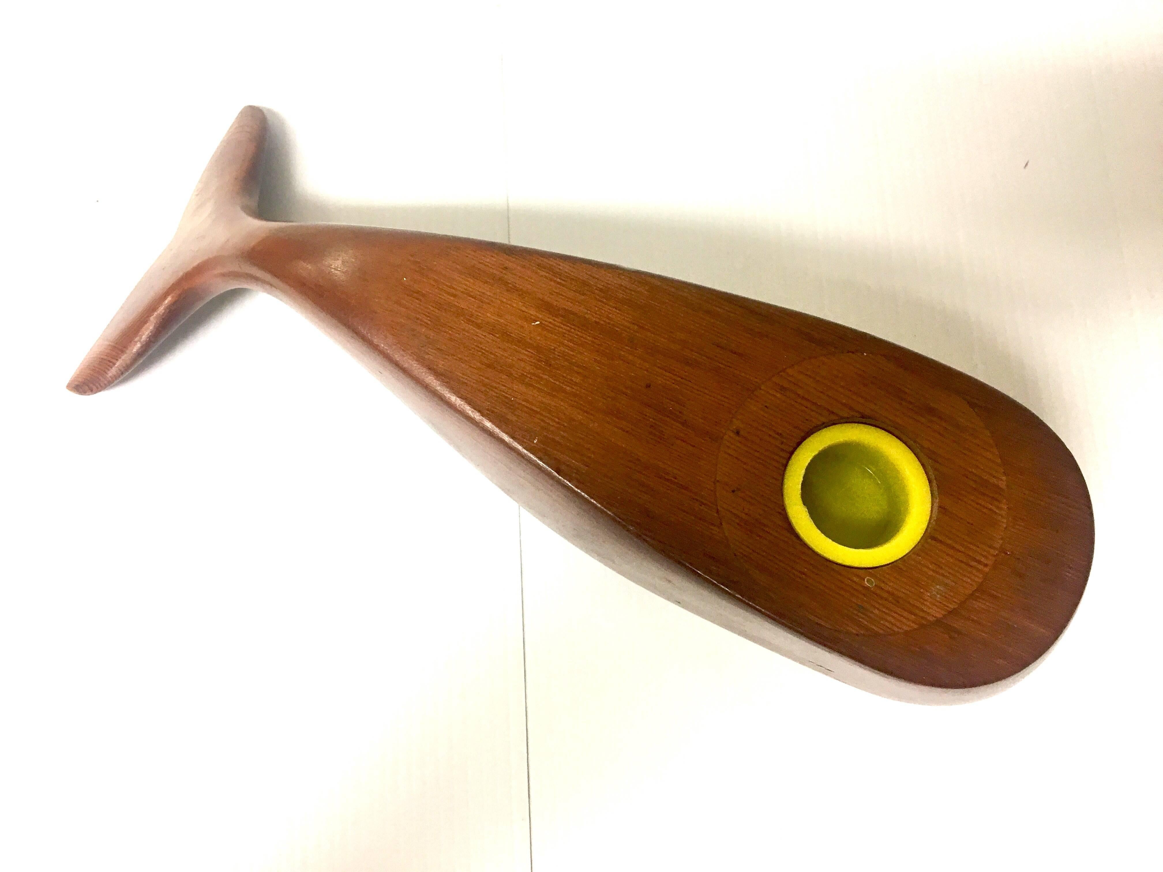 American Mid-Century Modern Hand-Carved Walnut Whale Bank / Sculpture ...
