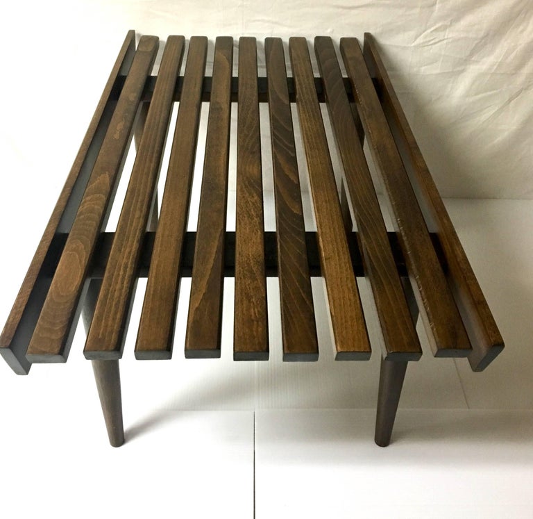 Mid-Century Solid Wood Small Platform Slat Bench or Coffee Table at 1stDibs
