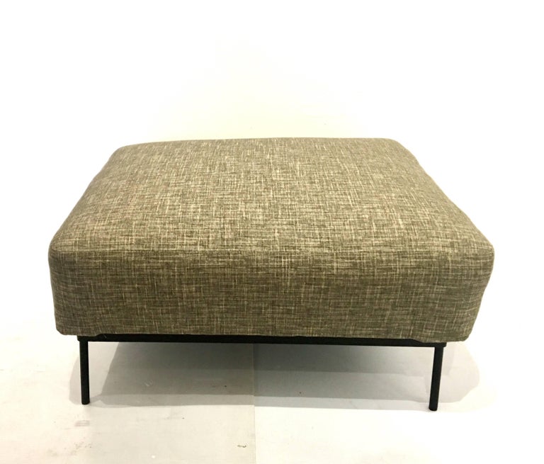 1950s, American Mid-Century Modern Upholstered Spring Ottoman on Iron ...