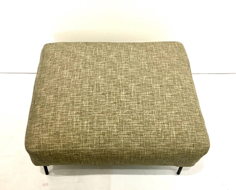 1950s, American Mid-Century Modern Upholstered Spring Ottoman on Iron ...