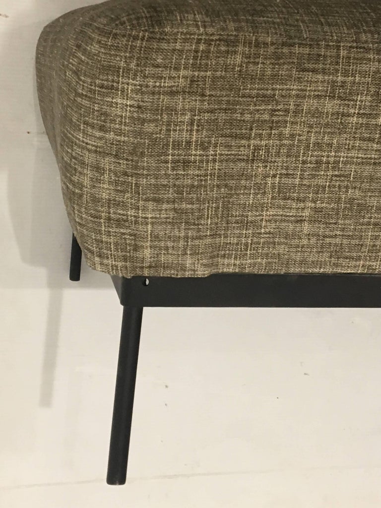 1950s, American Mid-Century Modern Upholstered Spring Ottoman on Iron ...