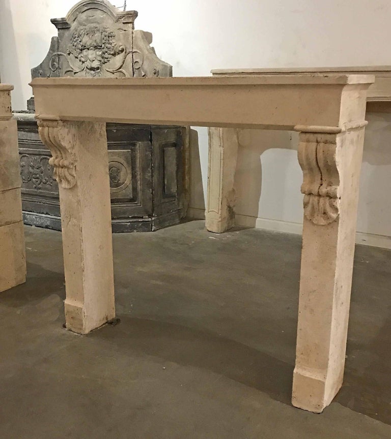 Antique Limestone Mantel with Carved Corbels, circa 1800 at 1stDibs