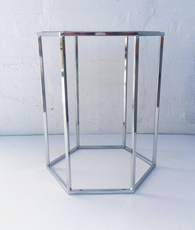 Polished Chrome and Smoked Glass Hexagon Side Table by Milo Baughman at 1stDibs | glass hexagon ...