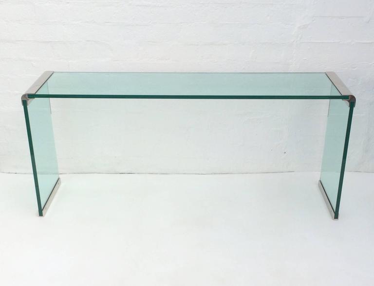 Nickel and Glass Console Table by Leon Rosen for Pace Collection at 1stDibs