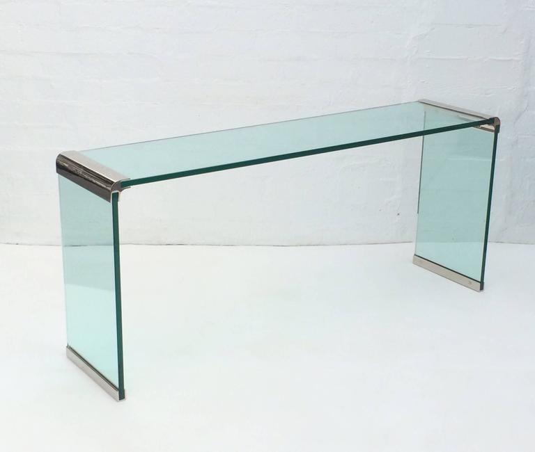Nickel and Glass Console Table by Leon Rosen for Pace Collection at 1stDibs