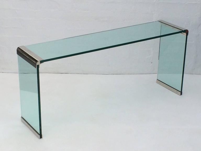 Nickel and Glass Console Table by Leon Rosen for Pace Collection at 1stDibs