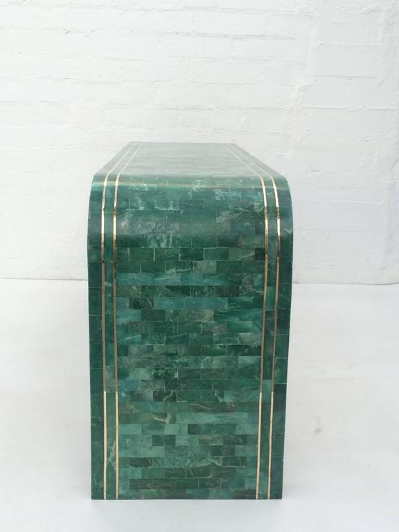 Green Marble and Brass Waterfall Console Table by Maitland-Smith at ...