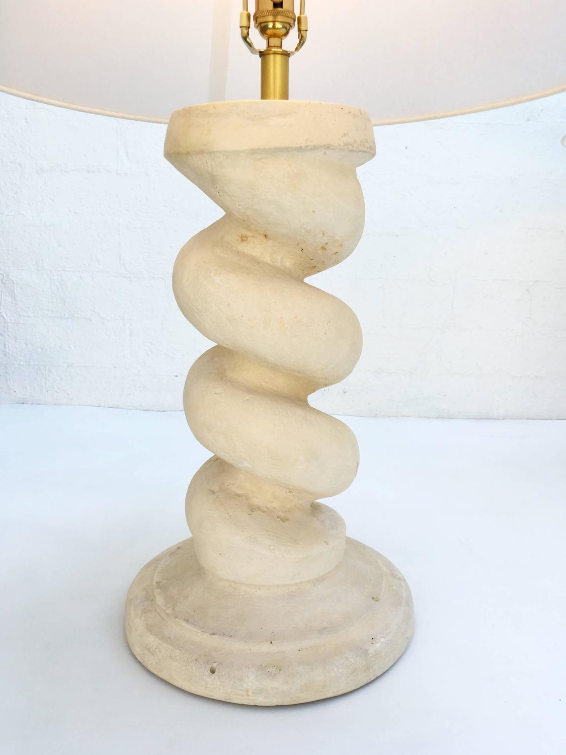 Pair of Plaster Spiral Column Lamps by Michael Taylor For Sale at 1stdibs