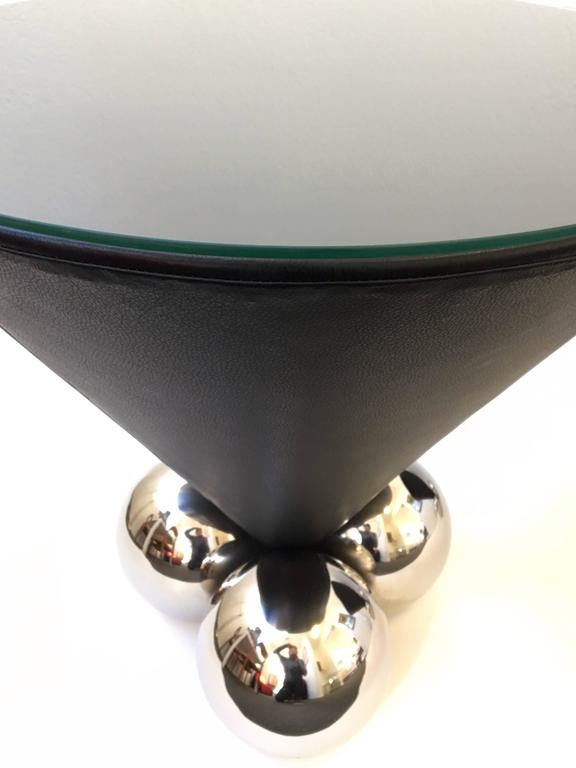 Pair of Leather and Polished Stainless Steel Bocci Side Tables by ...