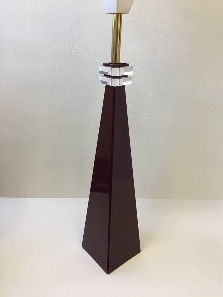 Sculptural Burgundy Lacquer and Brass with Acrylic Detail by London ...