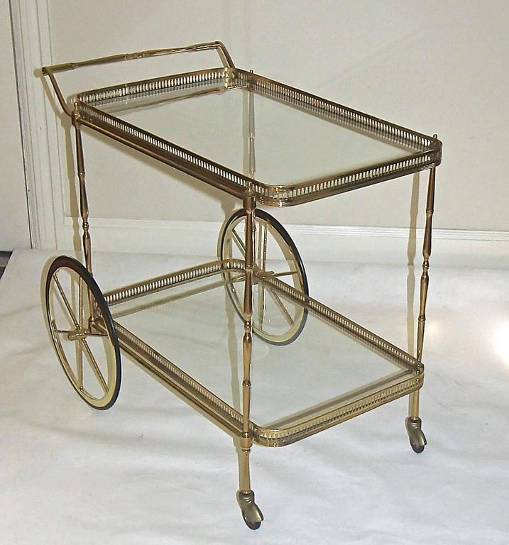 Vintage French Brass Bar Cart At 1stdibs