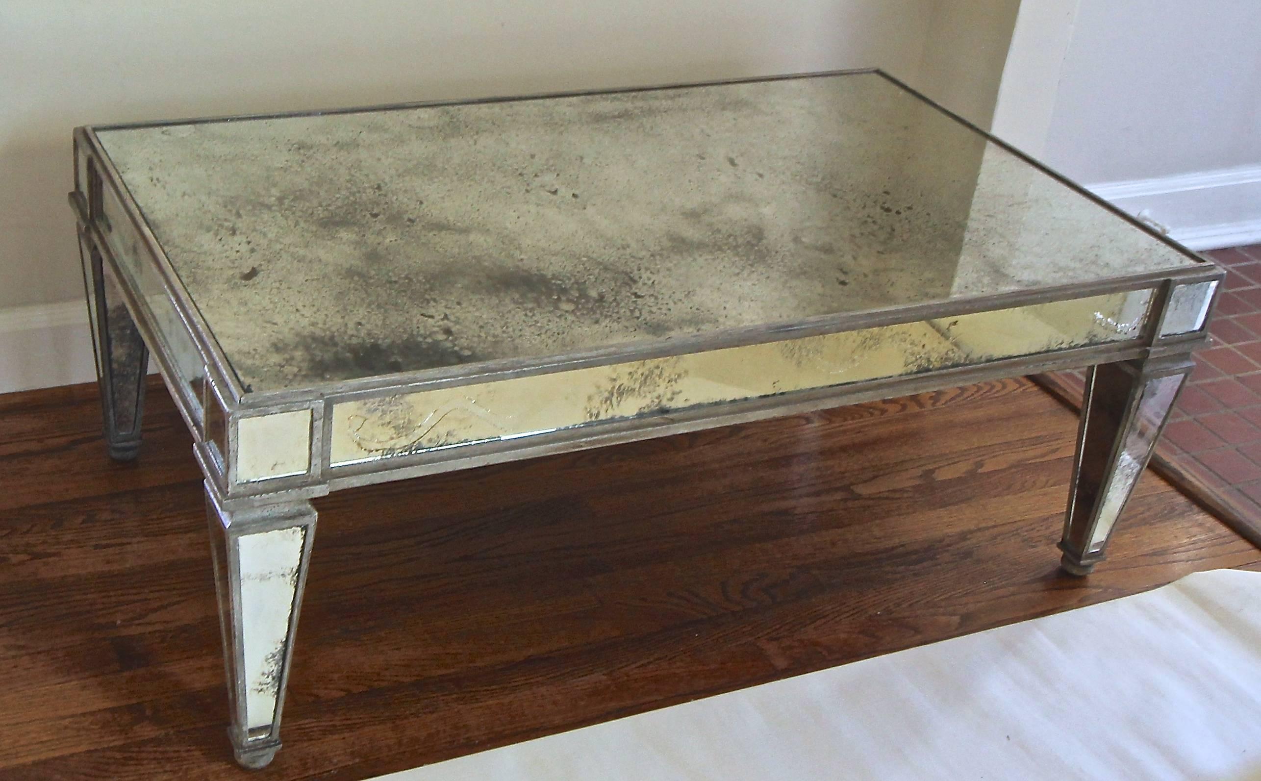 French Style Antiqued Mirror Cocktail Coffee Table at 1stDibs ...